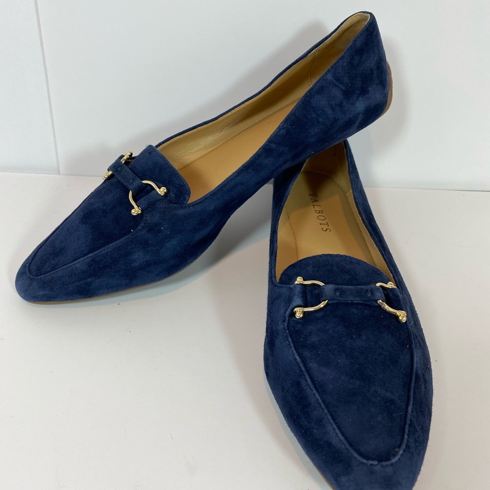 Talbots Blue Suede Francesca Flat Loafers - Gem